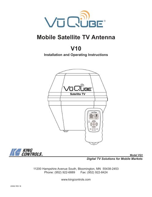 Mobile Satellite TV Antenna V10 - King Controls
