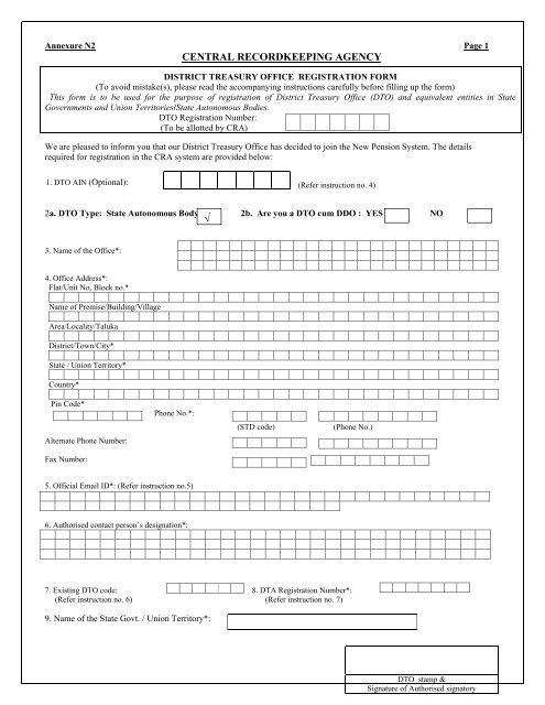 Form N2 : DTO Registration - CRA - NSDL
