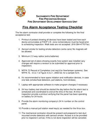 Self Inspection Fire Prevention Planning - Sacramento Fire ...