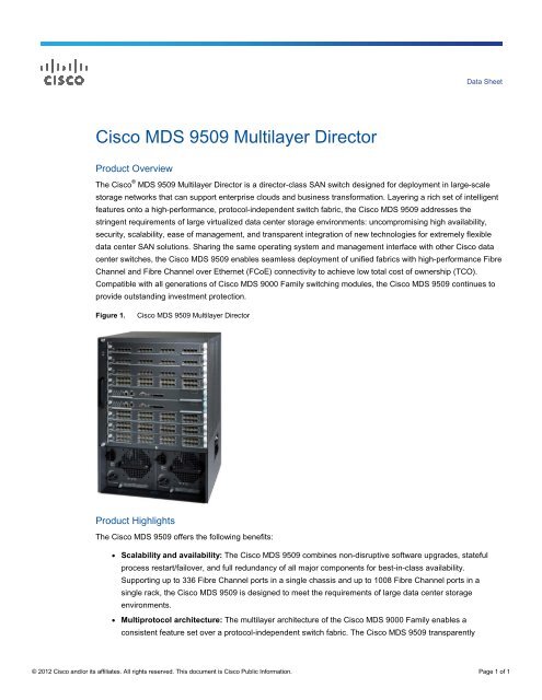 Cisco MDS 9509 Multilayer Director Data Sheet