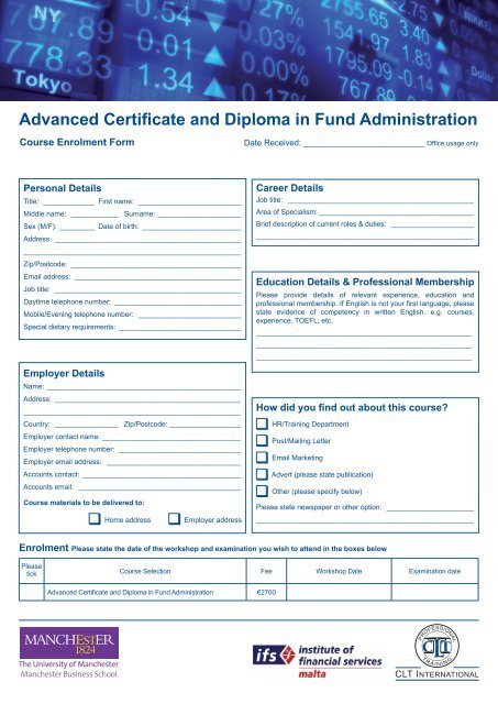 Advanced Certificate and Diploma in Fund Administration