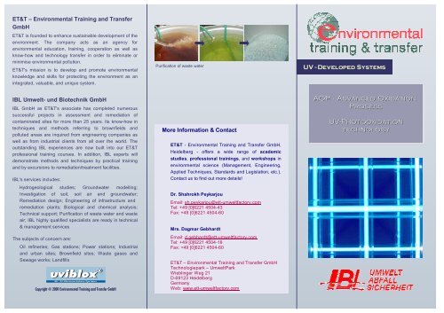 AOP - Advanced Oxidation Process UV-Photooxidation technology