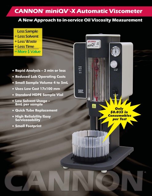 CANNON® miniQV®-X Automatic Viscometer - Cannon Instrument ...