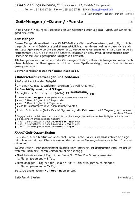 Zeit-Mengen / -Dauer / -Punkte - FAAAT-Planung