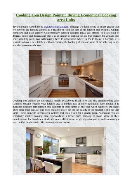 Cooking area Design Pointer: Buying Economical Cooking area Units