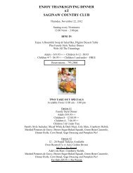 saginaw country club dinner menu