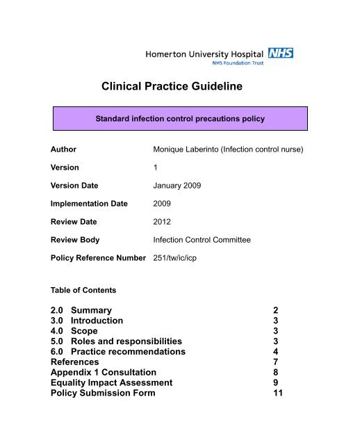 Standard infection control precautions olicy - Homerton University ...