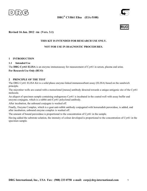 DRG CYR61 Elisa (EIA-5108) Revised 16 Jan ... - DRG International