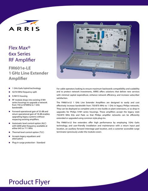 Flex MaxÂ® FM601e-LE 1GHz Line Extender Amplifier Product ... - Arris