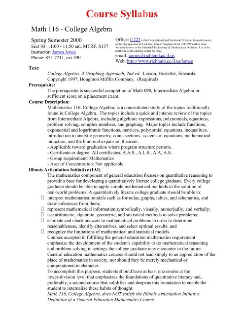 Math 116 - College Algebra