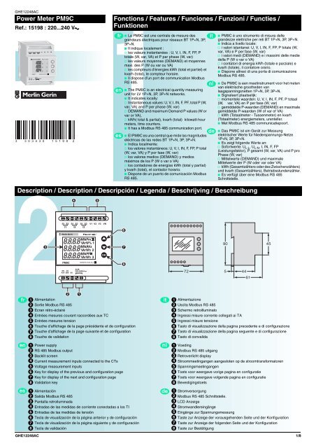 Power Meter PM9C Fonctions / Features ... - Schneider Electric
