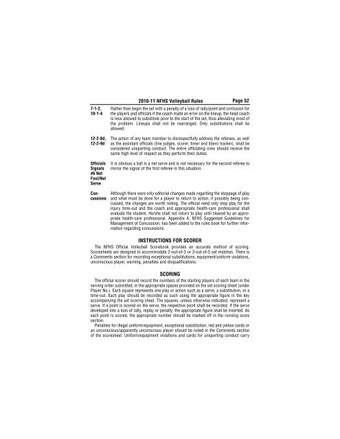 Instructions/Sample Set - NFHS Volleyball