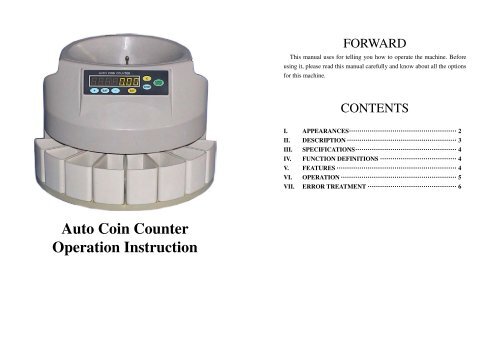 Auto Coin Counter Operation Instruction