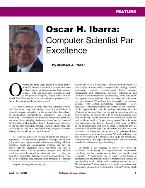 full pdf version - Philippine Science Letters