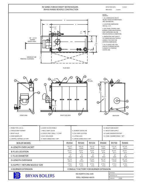 (RV450-RV800) Dimensional Data - Reverse ... - Bryan Boilers