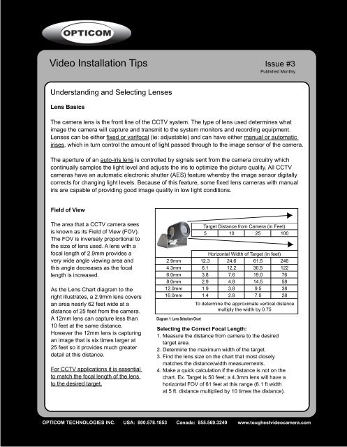 3. Understanding and Selecting CCTV Lenses - Opticom