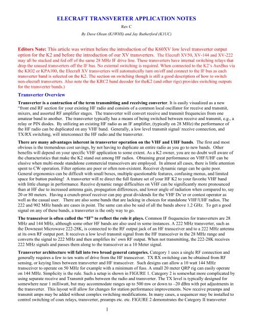 Transverter Application Note - Elecraft