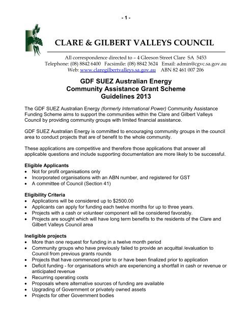 Community Grants Programme Guidelines - Clare & Gilbert Valleys ...