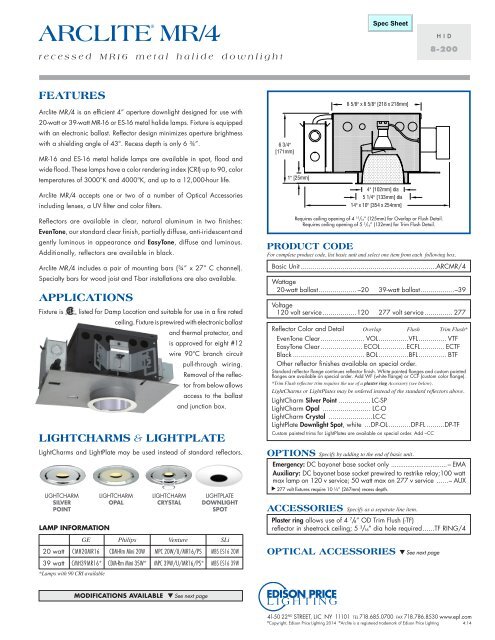 spec sheet - Edison Price Lighting