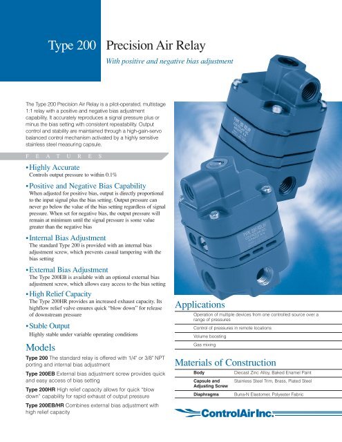 Type 200 - Precision Air Relay - ControlAir