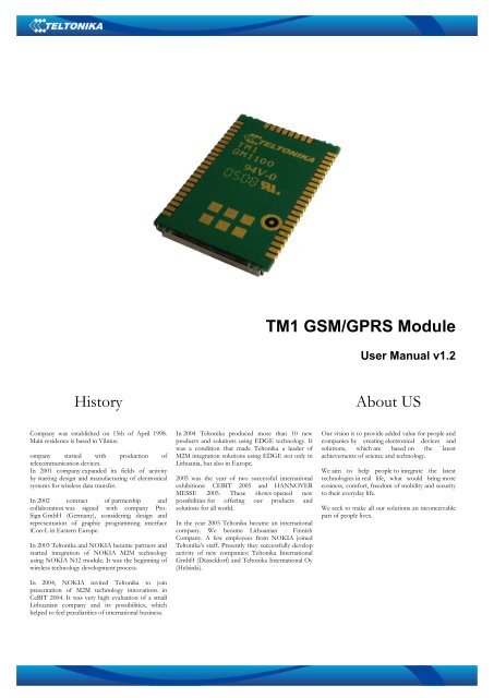 TM1 User Manual - Teltonika