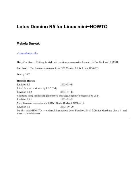 Lotus Domino R5 for Linux mini-HOWTO - The Linux Documentation ...