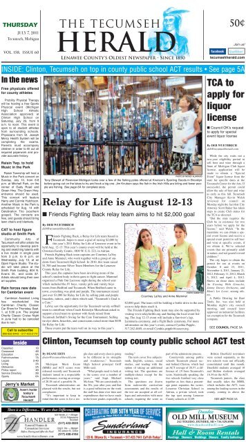 THE TECUMSEH TCA to apply for liquor license - Tecumseh Herald