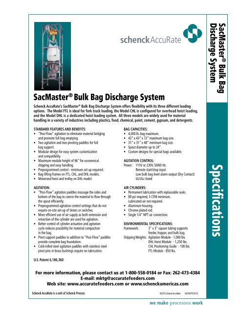 Specifications - Schenck Weighing Systems