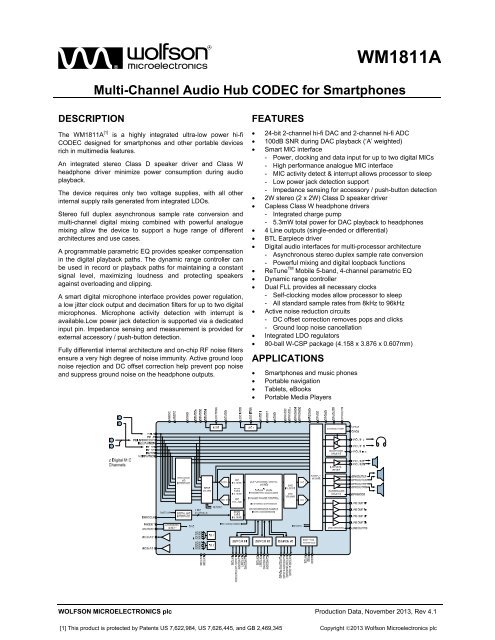 WM1811A, Rev 4.0 - Wolfson Microelectronics plc