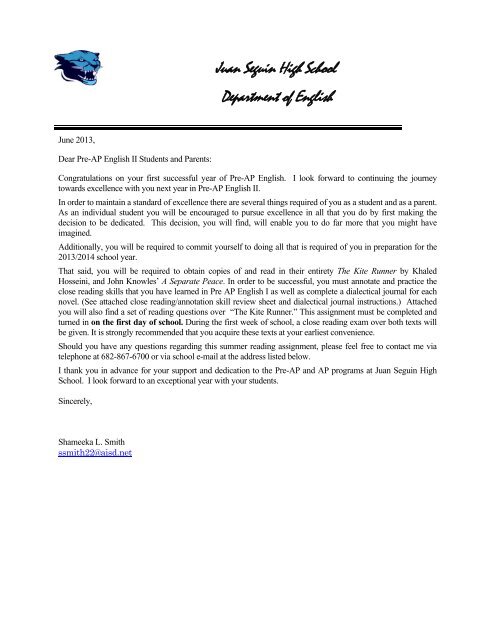Letter to Students & Parents