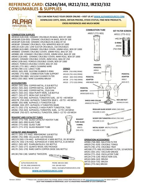 reference card - Alpha Resources, Inc