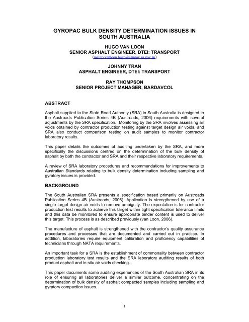 gyropac bulk density - Australian Asphalt Pavement Association