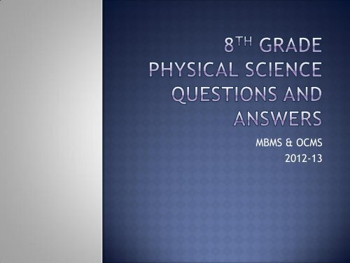 8th Grade Physical Science Questions and Answers