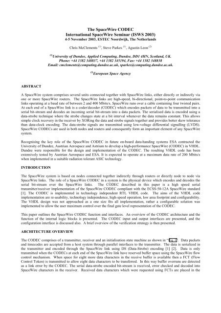 THE SPACEWIRE TRANSPORT PROTOCOL - ESA