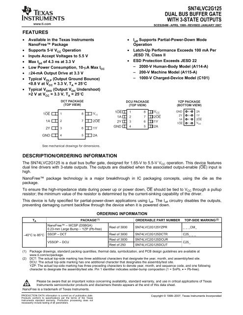 SN74LVC2G125 DUAL BUS BUFFER GATE WITH 3 ... - DigiKey