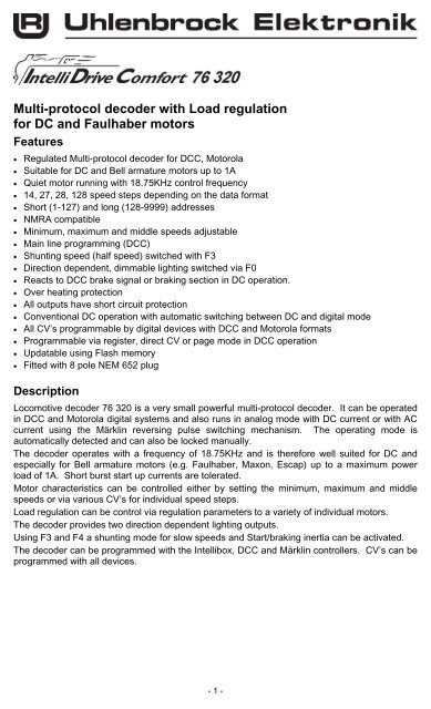Multi-protocol decoder with Load regulation for DC and ... - Uhlenbrock