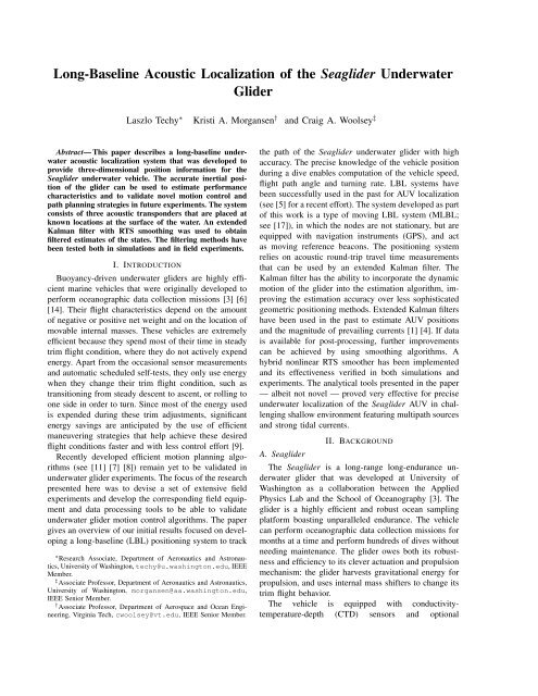 Long-baseline acoustic localization of the Seaglider underwater glider.