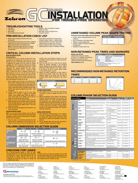 column phase selection guide troubleshooting tools ... - Phenomenex