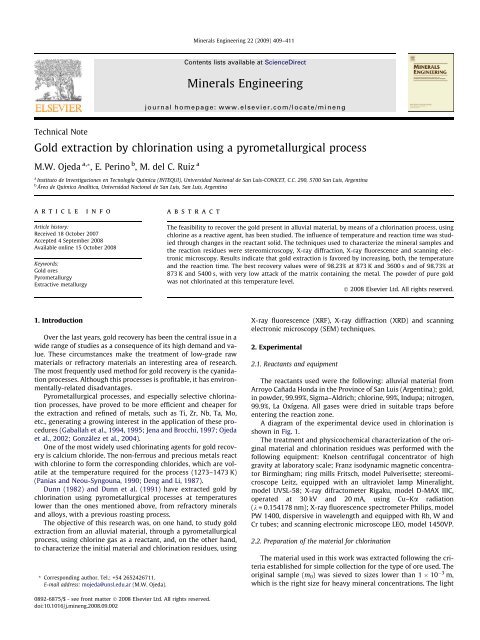 Gold extraction by chlorination using a pyrometallurgical process