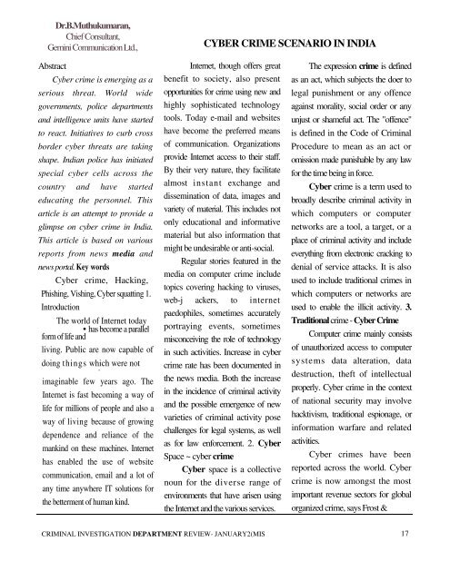 CYBER CRIME SCENARIO IN INDIA - Gemini Communication Ltd