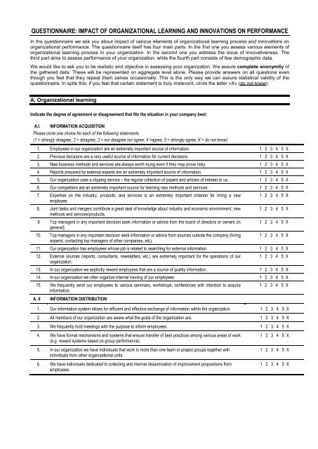 impact of organizational learning and innovations on performance impact of organizational learning and innovations on performance