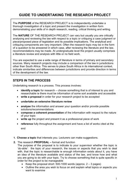 guide to undertaking a research project - Library