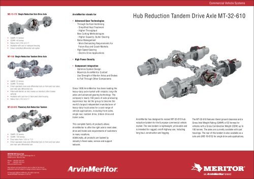 Hub Reduction Tandem Drive Axle MT-32-610 - Meritor