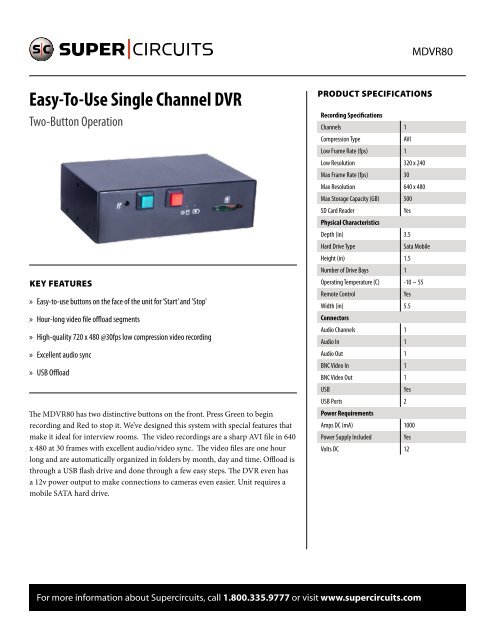 Easy-To-Use Single Channel DVR