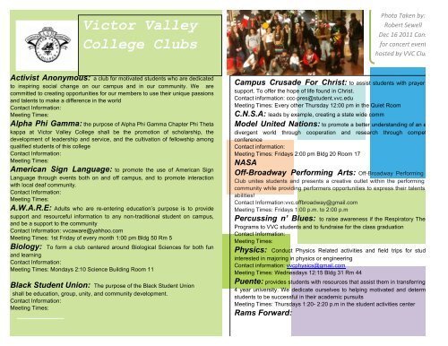 ASB Campus Club List (pdf) - Victor Valley College