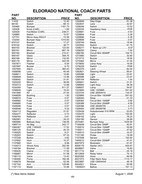 Eldorado Bus Parts Catalog - Catalog Library
