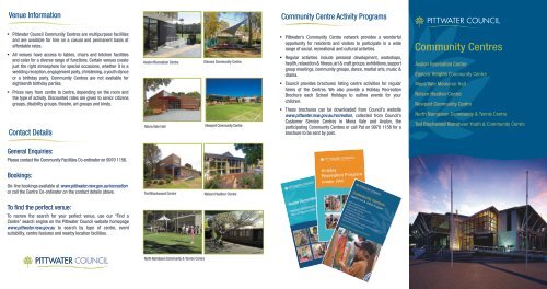 Brochure outlining Council's Community Centres - Pittwater Council