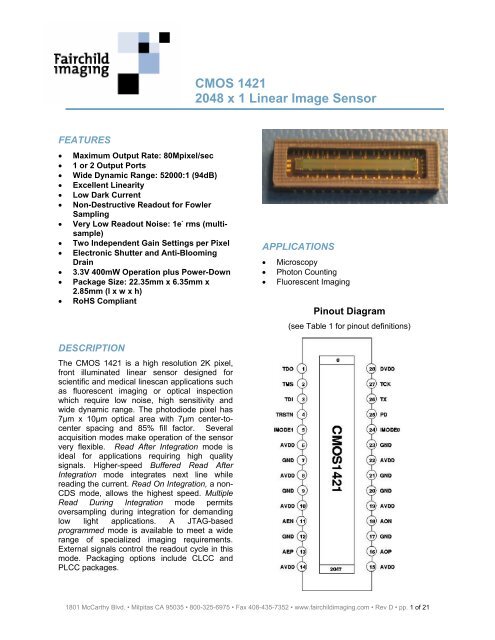 CMOS 1421 Data Sheet - Fairchild Imaging