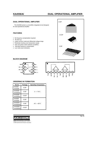 KA4558/AI Dual Operational Amplifier