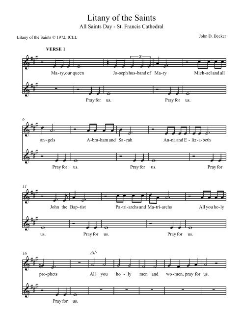 Litany Of The Saints By John Becker Sheet Music For Organ,, 55% OFF